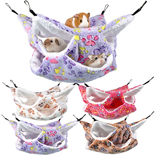Cunno 4 Pcs Guinea Pig Rat Hanging Hammock 3 Tier Small Animals Hanging Sleeping Bed Pet Hanging Cage Accessories Bedding Cage for Chinchilla Ferrets Sugar Glider Squirrel Reptiles Hideout Playing