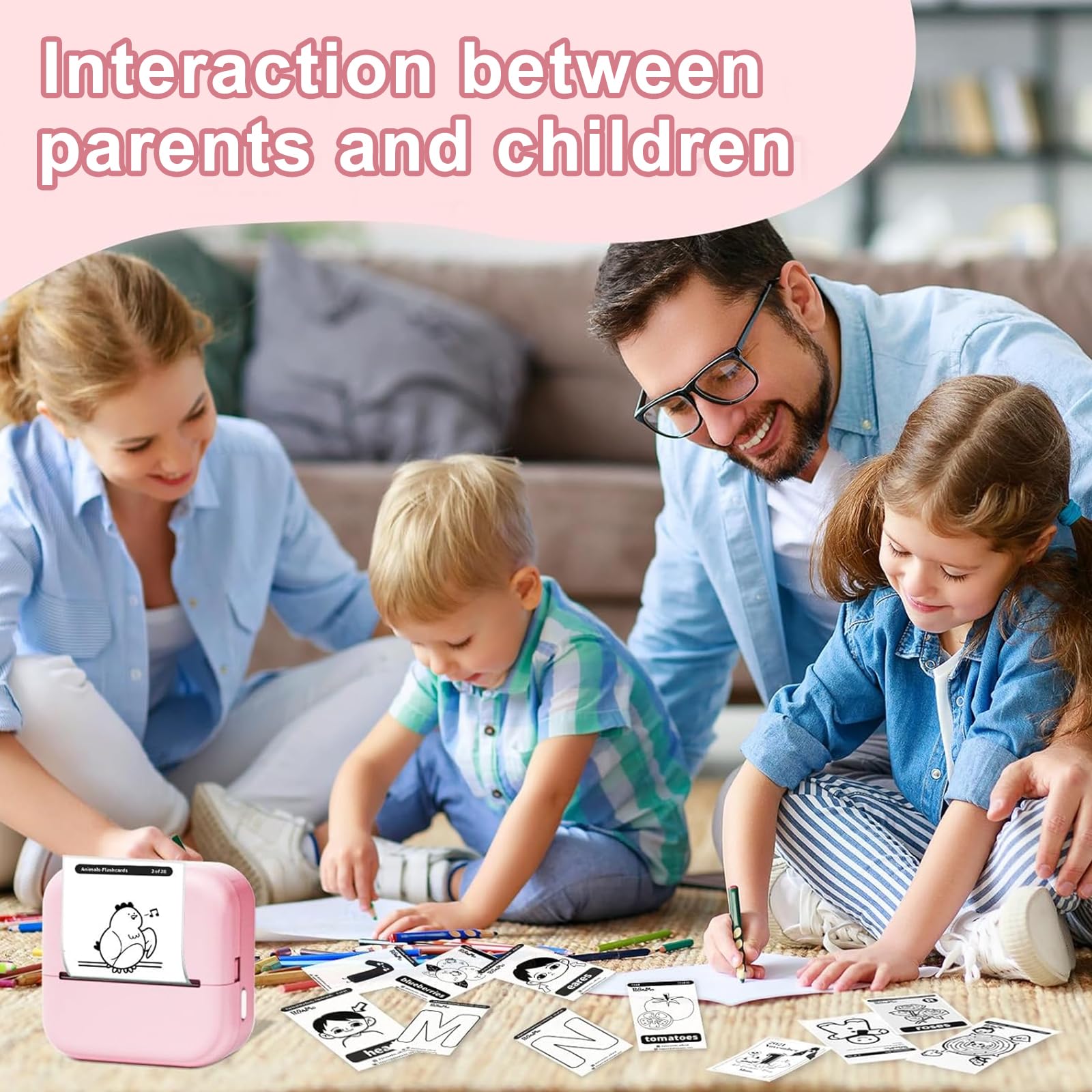 Crmanedy Portable Inkless Sticker Maker,Bluetooth Sticker Maker with 8 Rolls Paper,Compatible with iOS&Android,for DIY Making, Study Notes, memos, Lists, Work Plans, Graduation Gifts (Pink)