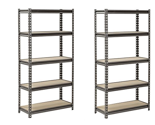 Muscle Rack UR301260PB5P-SV Silver Vein Steel Storage Rack, 5 Adjustable Shelves, 4000 lb. Capacity, 60" Height x 30" Width x 12" Depth (Pack of 2)
