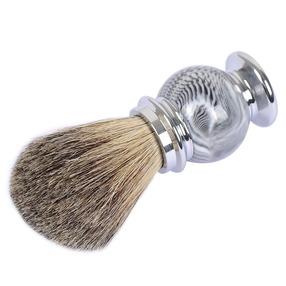 Badger Shaving Brushes, JR Black Badger Brush Hair Knot with Grey Strip Resin Handle Shaving Brushes for Men, Safety Razor, Double Edge Razor, Shaving Razor
