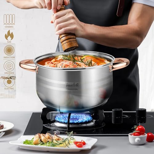BAERFO Pots and Pans Set -8 Piece Stainless Steel Kitchen Cookware Set,Pots and Pans Set Nonstick cooking sets,suitable for Gas, Electric & Induction, Dishwasher Safe