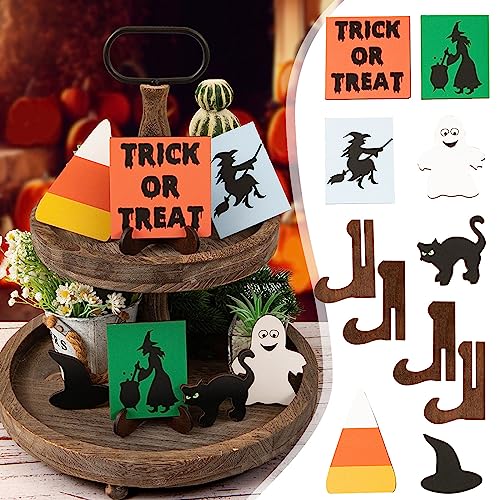 Halloween Tiered Tray Decors Set for Office Tiered Tray Items Wood Sign Wooden Signs Mini Signs Tabletop Signs Tier Tray Decor Bathroom Wooden Decorations