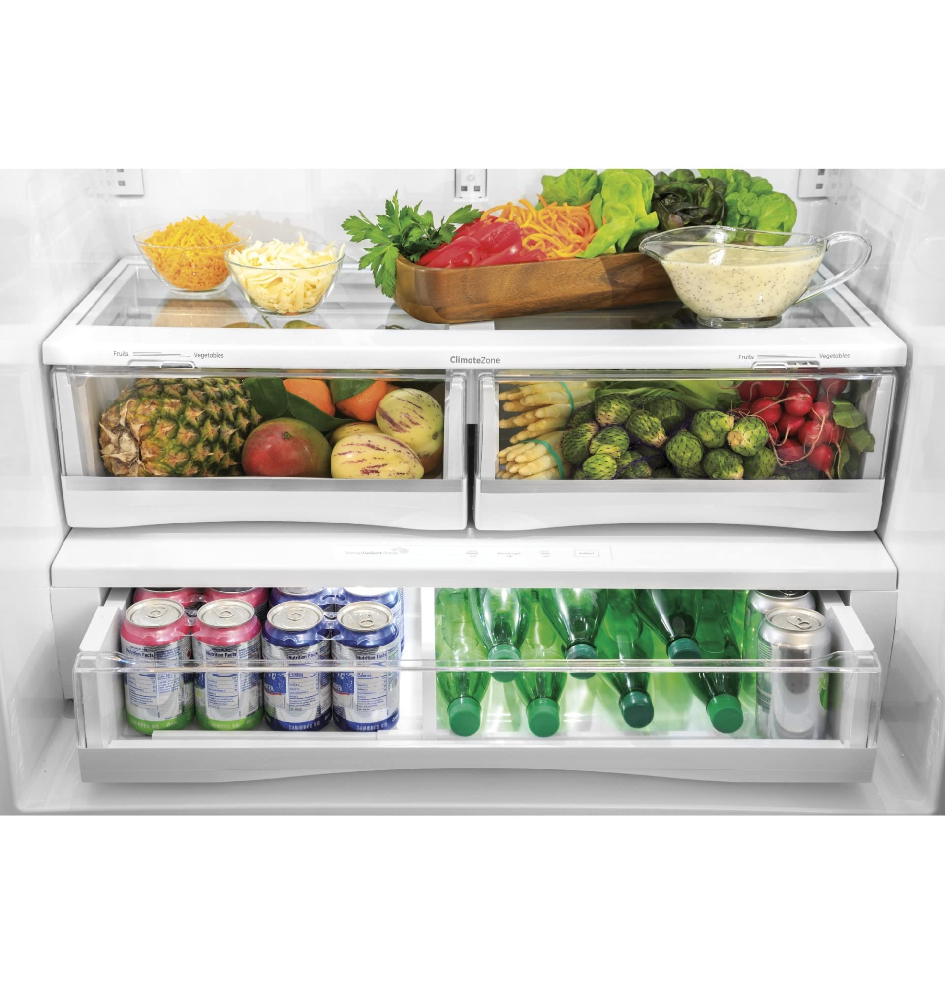 GE PROFILE PYE22KYNFS 36" Counter-Depth Bottom Freezer with French Door Twin Chill Evaporator Quick Space Shelf and LED Lighting in Fingerprint Resistant Stainless Steel
