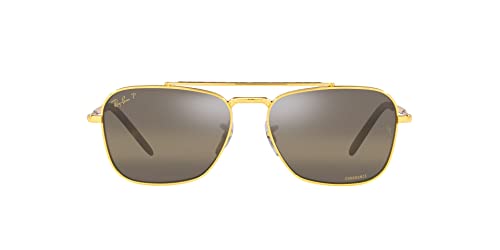 Ray-Ban RB3636 New Caravan Square Sunglasses, Legend Gold/Polarized Clear Gradient Dark Brown, 55 mm