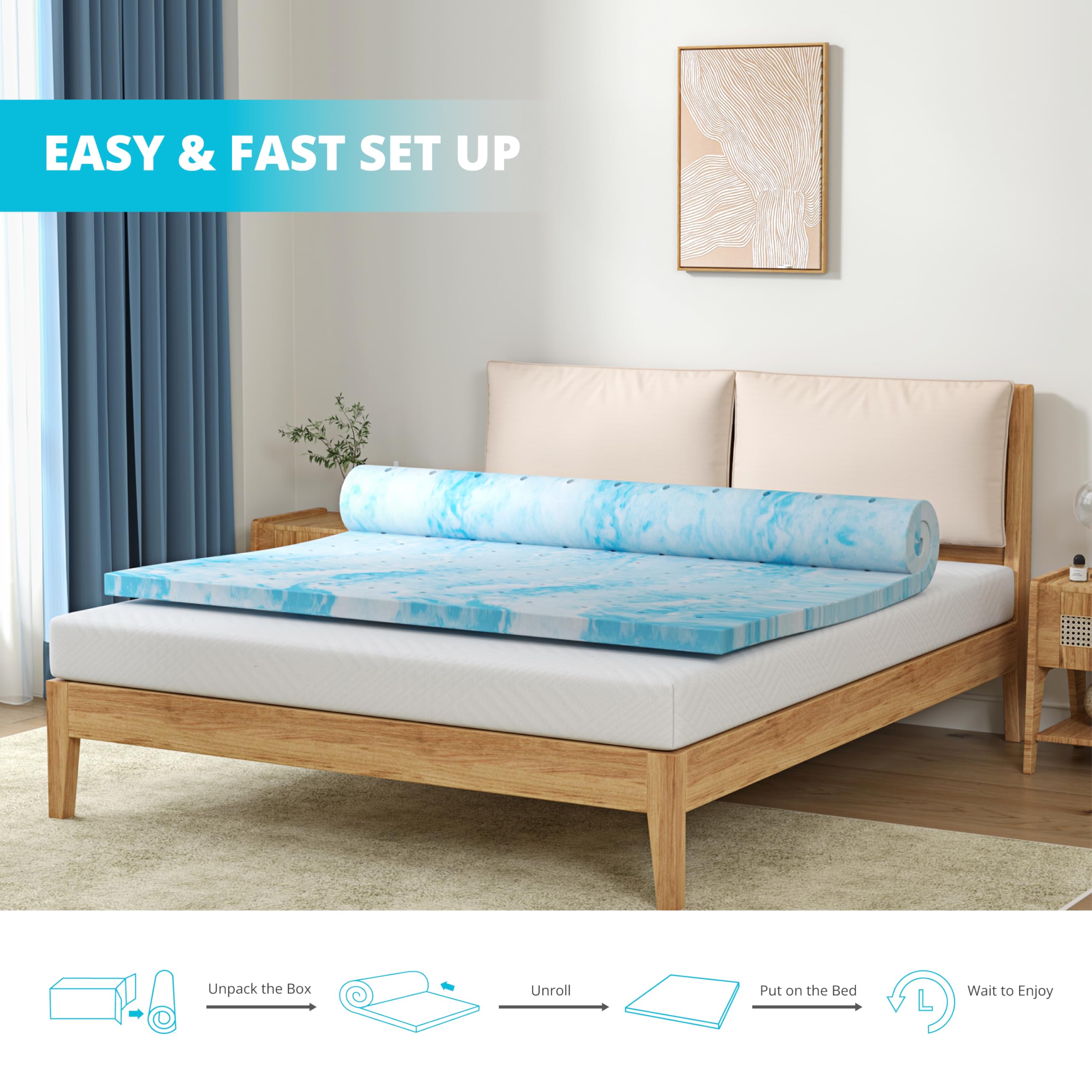 CH CHARME HOUSE 2 Inch Memory Foam Mattress Topper Twin Size, Gel Infused Memory Foam Bed Topper for Back Pain Relief, Cooling Mattress Pad, CertiPUR-US Certified, 75Γ38"
