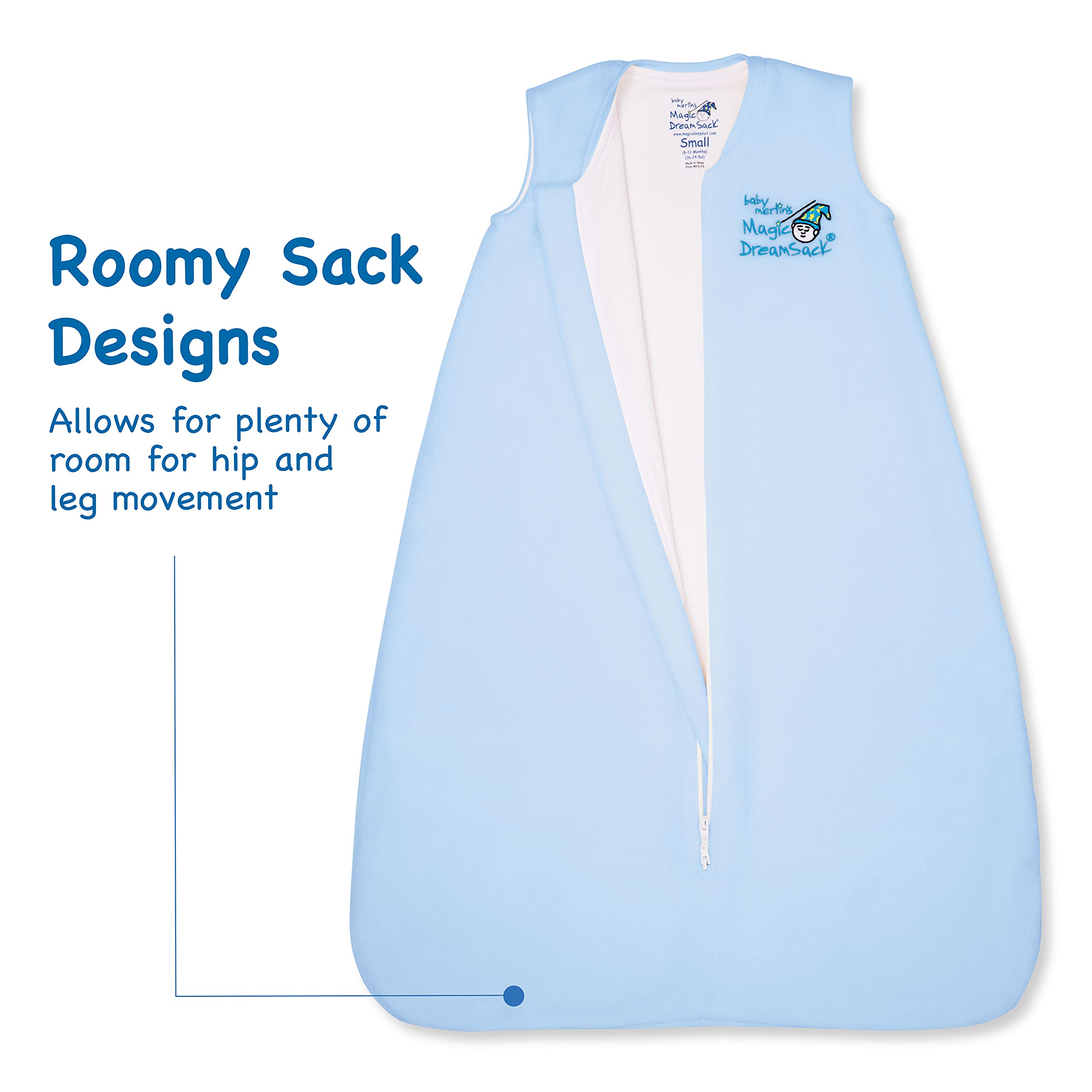 Baby Merlin's Magic Dream Sack - Microfleece Baby Wearable Blanket - Blue - Baby Sleep Sack 6-12 Months
