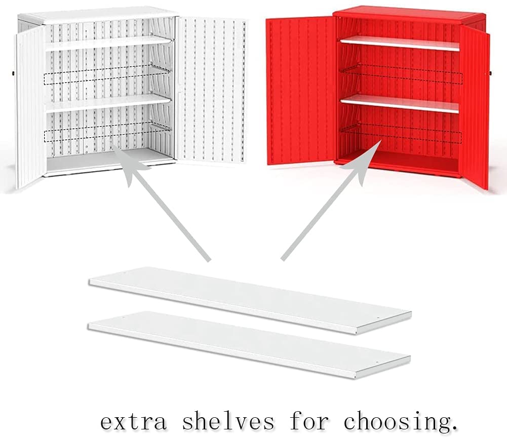 Mrosaa 33.3”x9”x0.6” Metal Shelf for 60 Gallon Outdoor Storage Cabinet - '1-Piece Black Metal Laminate Shelf ', Easy to Assemble.Shelves only!(Black)