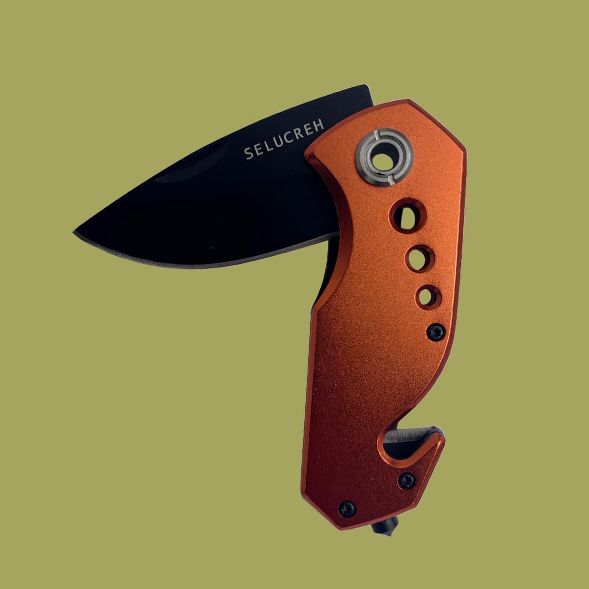 SELUCREH Pocket Knife for Men, Folding Knives with Seat belt Cutter,Glass Breaker, Household, Workshop,Pocket Clip for Men,Sharp Camping Survival Hiking,(Orange)