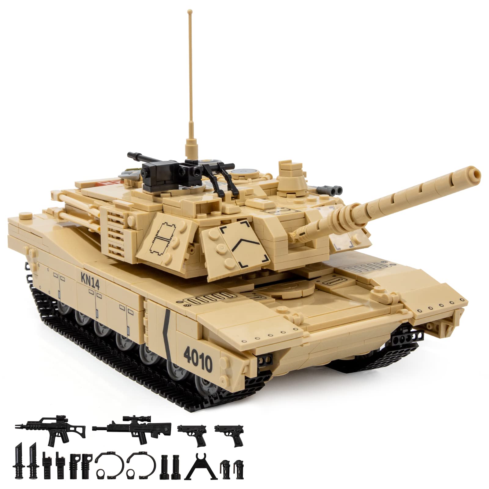M Menbis M1A2 Simulated Tank Model Kit,WW2 Military Armed Tanks Building Block with 4 Soldier Figures ,Toys for Model Lovers,Gift for Boys 8-12(1053 Pcs)