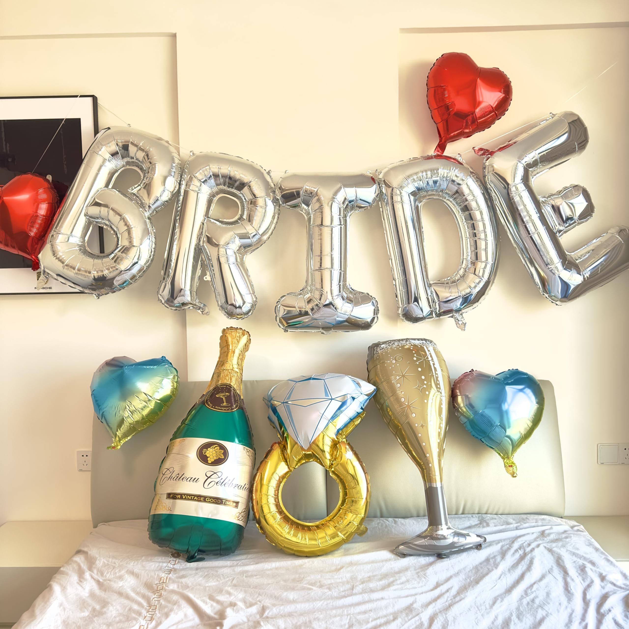 Huge Silver Bride Balloons Set, Diamond Ring Balloon, Silver Bachelorette Party Decorations Bride Balloons Bachelorette Bachelorette Balloons,Bridal Shower Balloon, Bride Decorations
