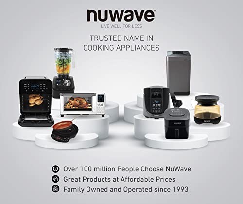 NUWAVE Brio 3-Quart Digital Air Fryer With Bonus Pan and Frying Rack with One-Touch Digital Controls, 6 Easy Presets, Precise Temperature Control, Recipe Book, Wattage Control, Preheat and Reheat