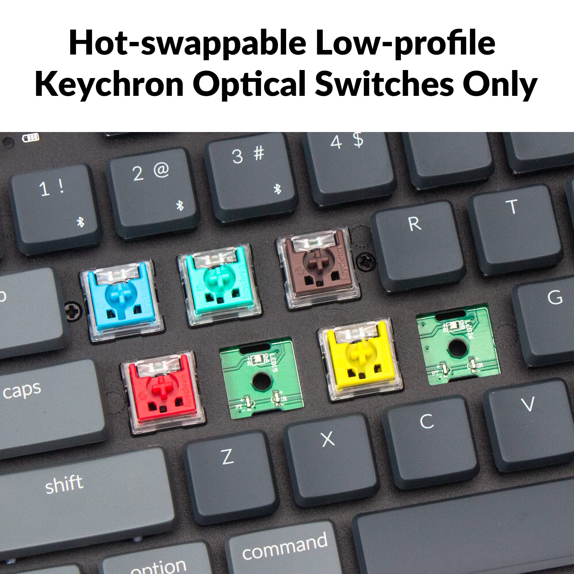 Keychron K1 RGB Hot-swappable Tenkeyless Layout Ultra-Slim Wireless Bluetooth/Wired USB Mechanical Keyboard for Mac Windows with Low-Profile Keychron Optical Blue Switch Full Aluminum - Version 5