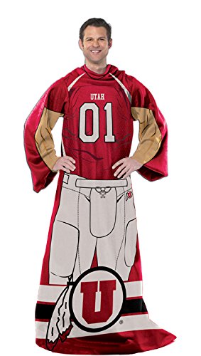 Northwest NCAA Utah Utes Unisex-Adult Full Body "Player" Comfy Throw Blanket with Sleeves, 48" x 71", Team Colors