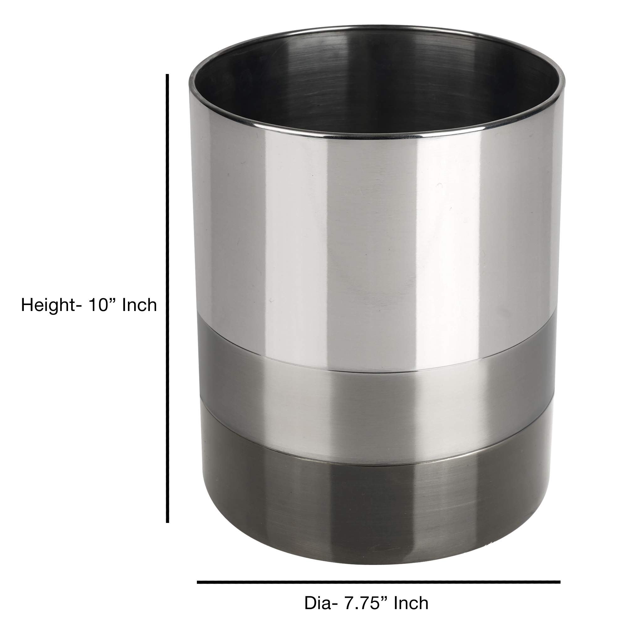 nu steel Triune Wastebasket & Trash Bin in 3-Tone Shiny Gray Stainless Steel for Bathrooms & Vanity Spaces