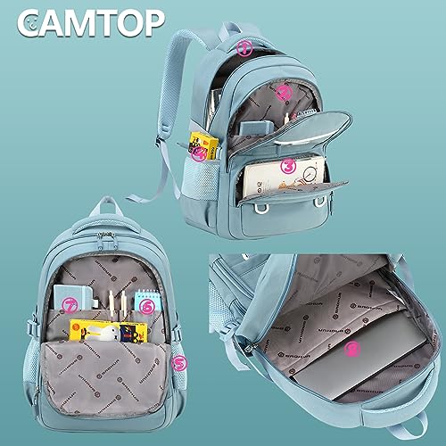 CAMTOP Laptop Backpack 15.6 Inch College Middle School BookBag Travel Backpacks Casual Daypacks (17 Inch, Blue)