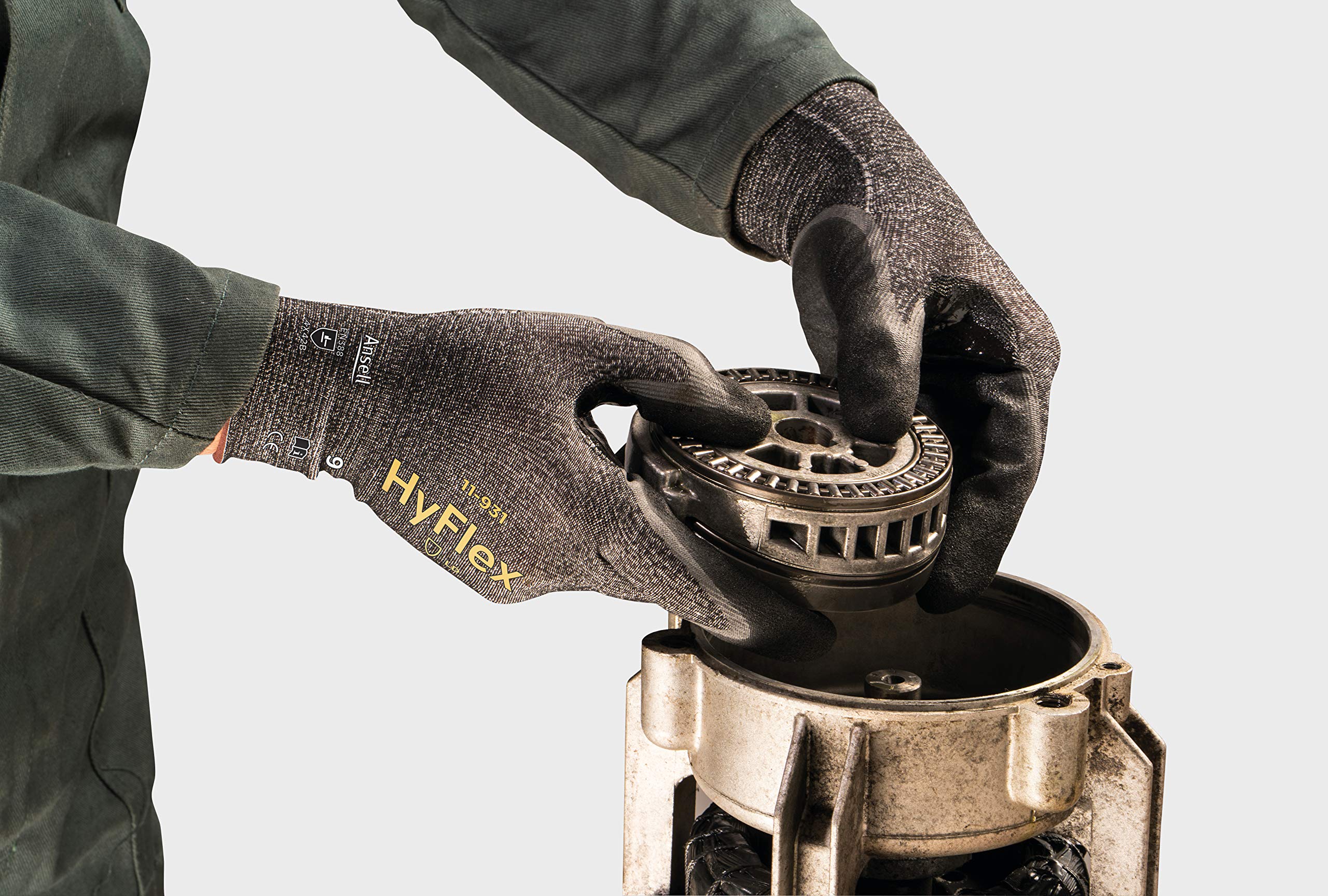 HyFlex 11-939 Cut/Oil Repellent Gloves - Light Weight, Fully Coated, Grip, Size Medium (pack of 12)
