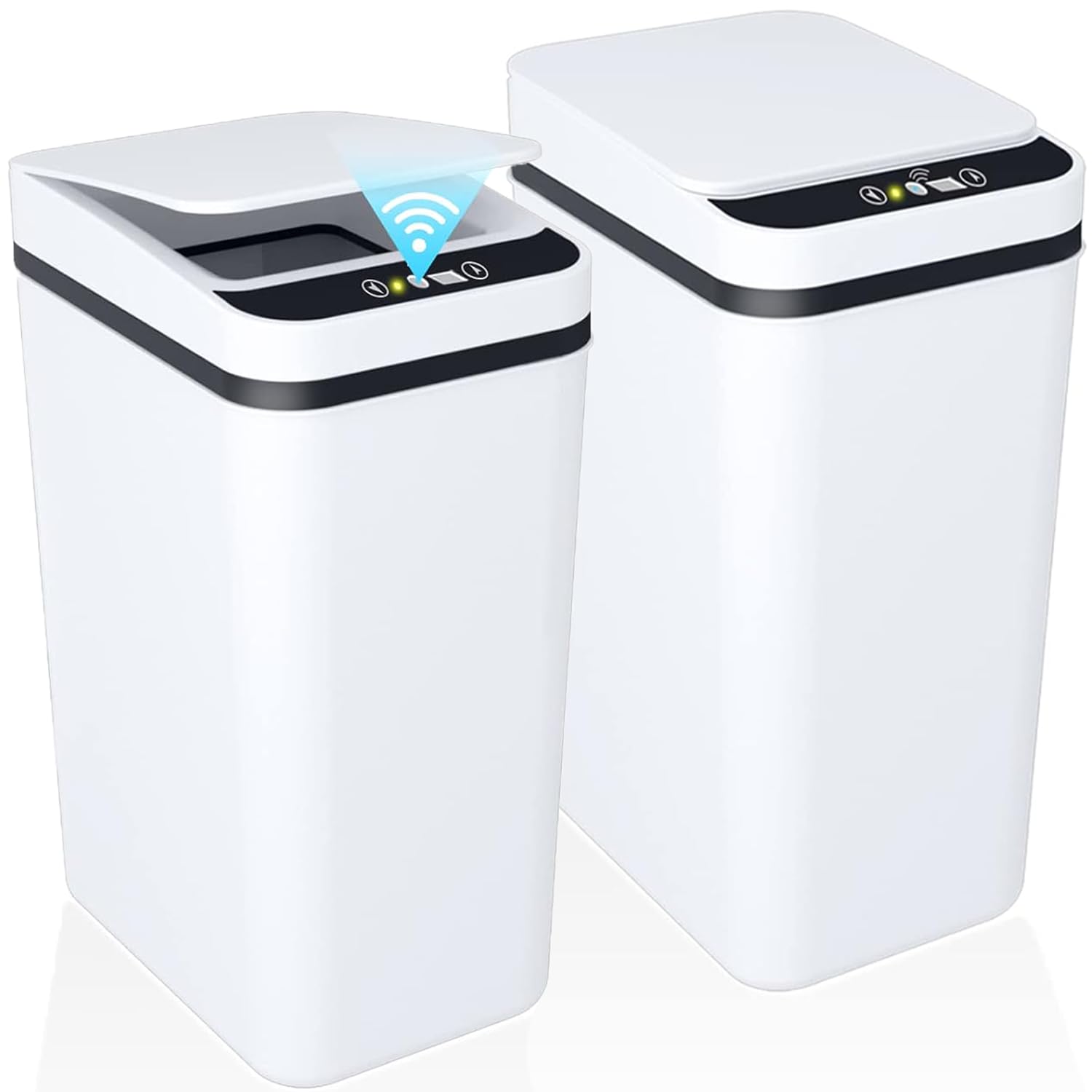 Homie 2 Pack, Automatic Trash Can 2.9 Gallon with Smart Touchless Motion Sensor and Anti - Bag Slip Lid, Use as Mini Garbage Basket, Slim Dust Bin, or Decor in Bathroom, Restroom, Kitchen