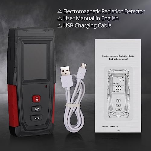 CAMWAY EMF Meter Electromagnetic Field Radiation Checker(1-1999V/m, 0.01-99.99μT) Handheld Mini Digital LCD EMF Detector Builtin Electromagnetic Radiation Sensor Sound-Light Alarm EMF Tester