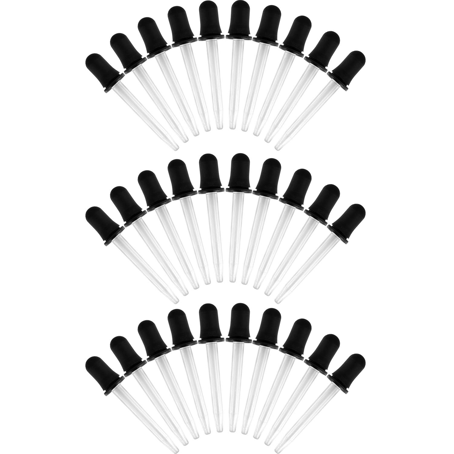 eBoot Plastic Transfer Pipettes Eye Droppers for Lab Science Art Essential Oil with Silicone Bulb (30)