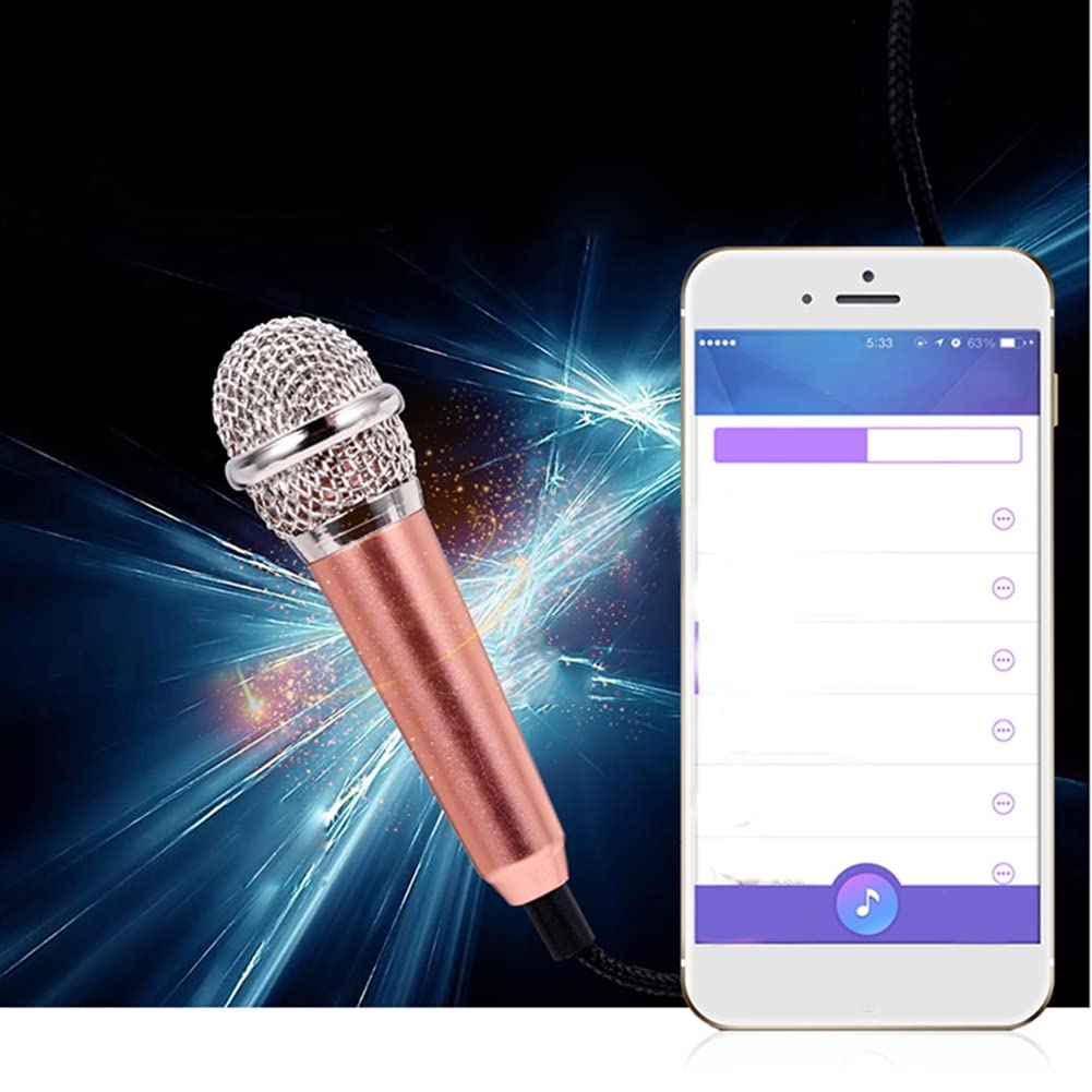 areclern 3.5mm Audio Connector,Singing Mic Equipment,Beautiful Vocal Quality,Mini Type Space Saving,Mini Microphone,Metal Frothing Process,Suitable for Laptop, Phone Golden