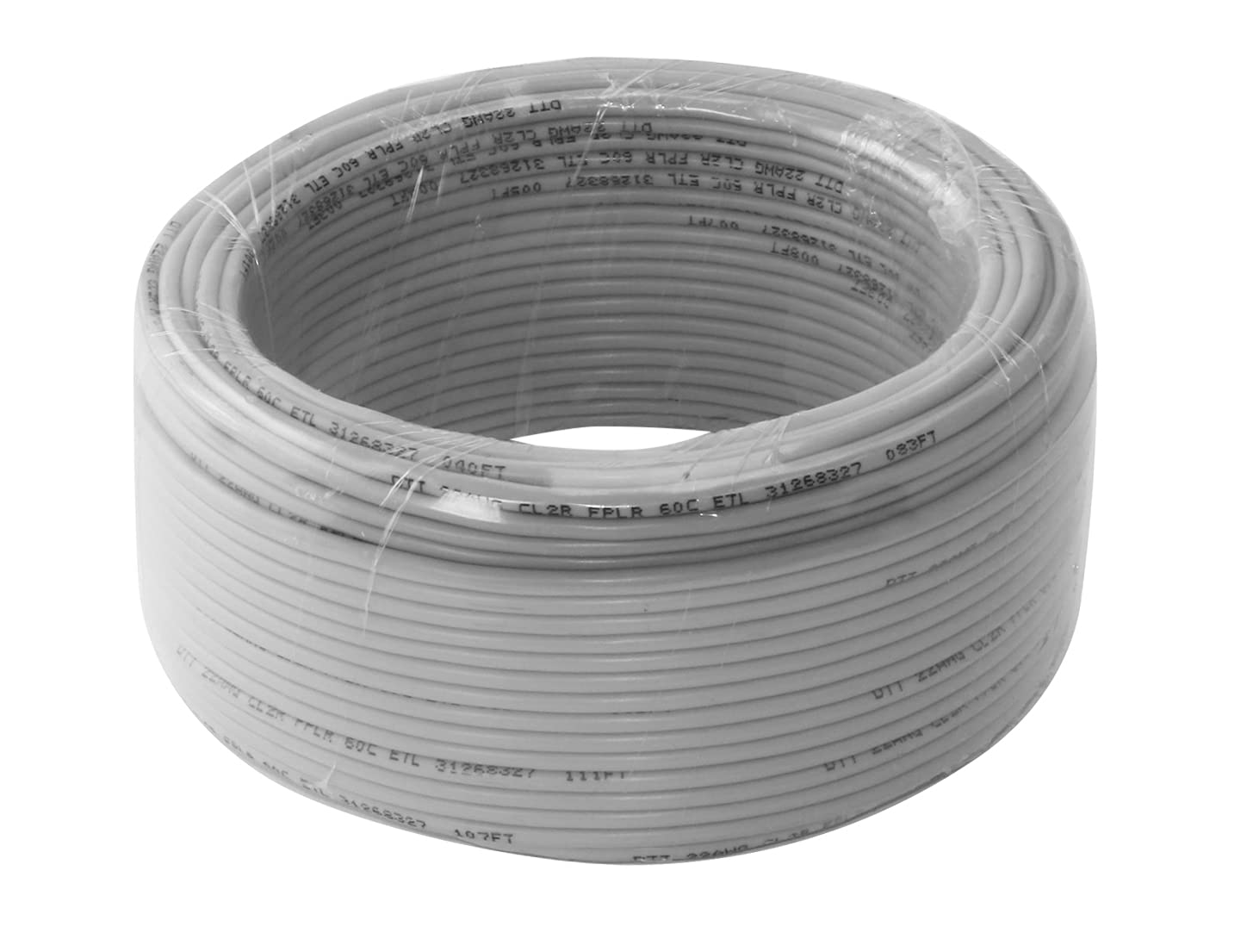 Shielded Alarm Control Cable, 22 AWG 2 Conductors (7 Strand) Riser Alarm Cable, 125ft, Full Copper, for Fire/Sound/Security Burglar Station Wire Security by InstallerCCTV