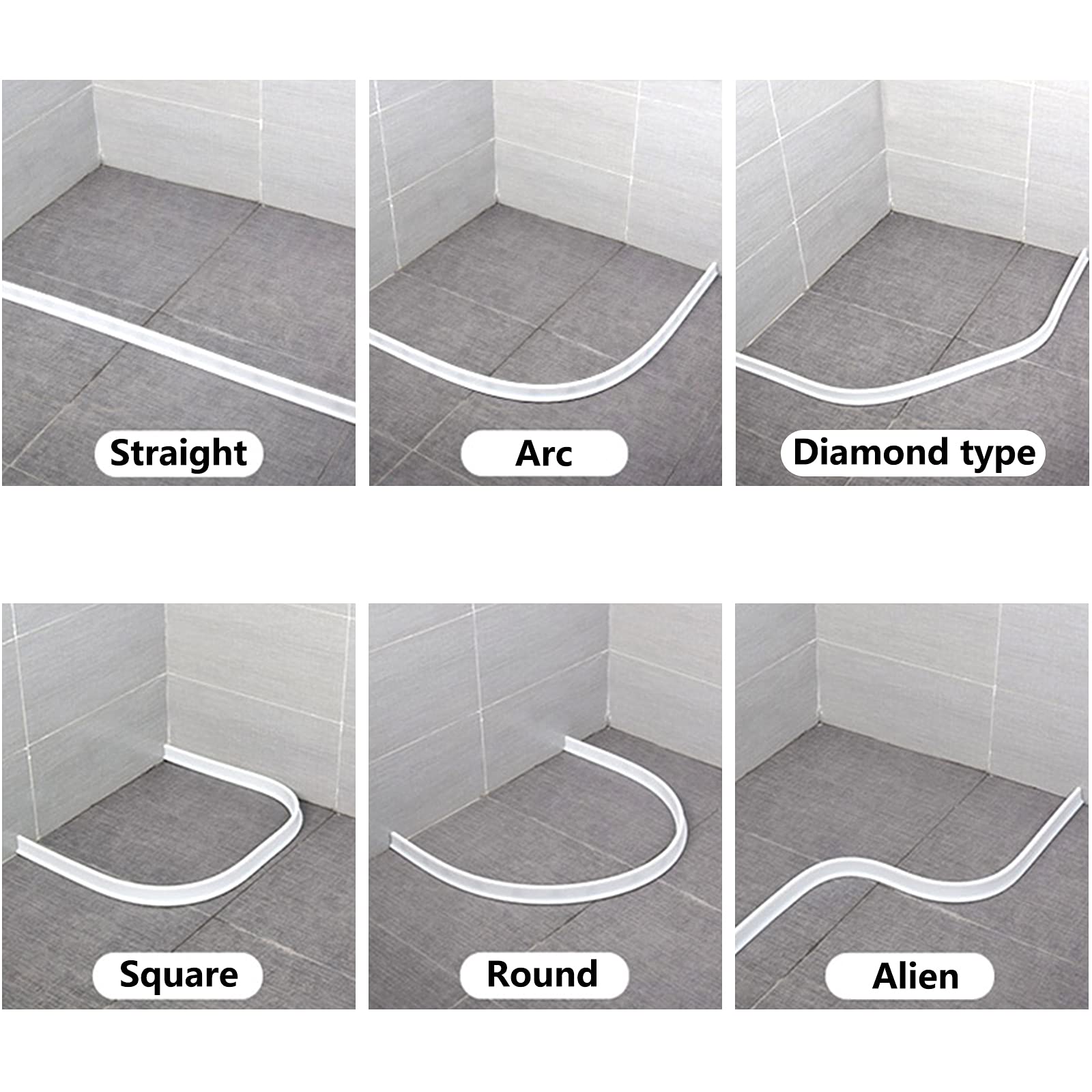 DFANCE Shower Threshold Water Dam Collapsible Bath Shower Barrier,Dry and Wet Separation Water Barrier for Bathroom Kitchen Sink and Keeps Water Inside Threshold,Black,2M/79in