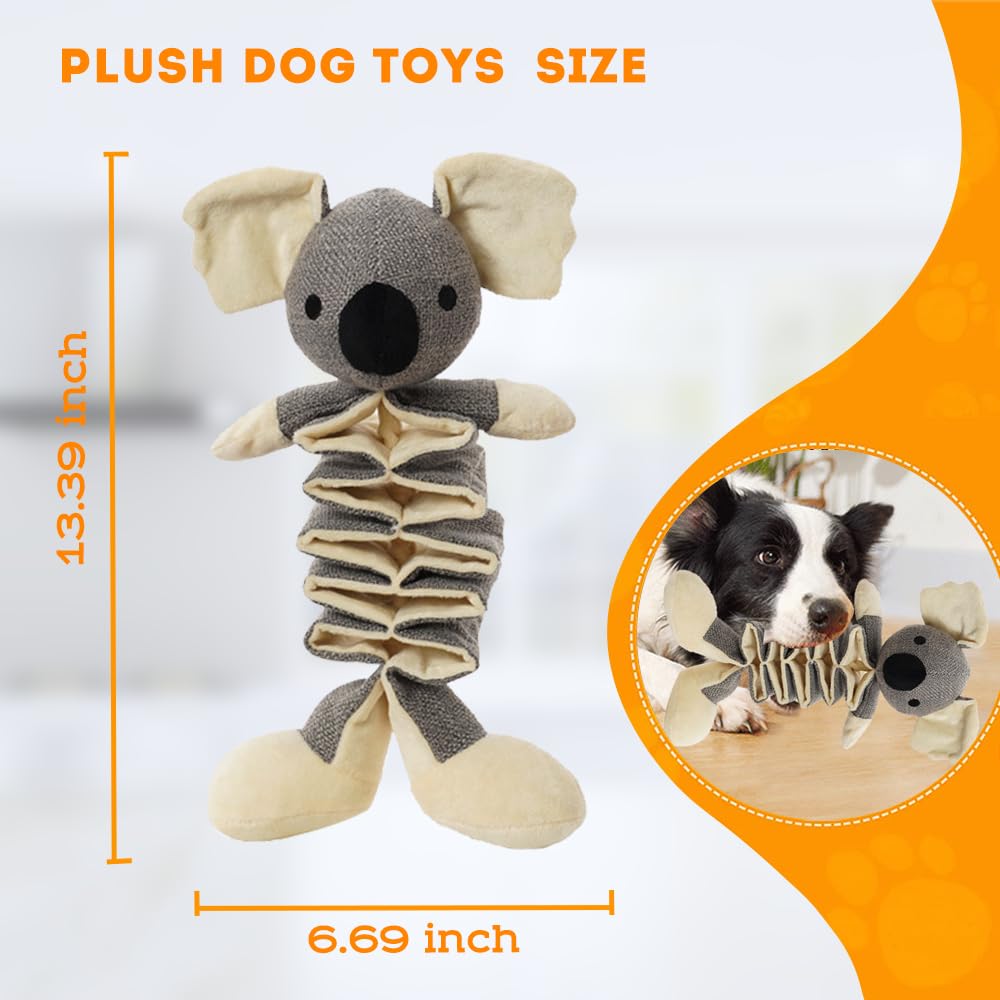 Dog Toys Soft Squeaky Durable Interactive Dog Chew Toys Stuffed Dog Toys Stimulates Puppy Teething Plush Animal Active Chewing Outdoor Reduce Boredom Squeaky Plush Durable Pet Interactive Koala