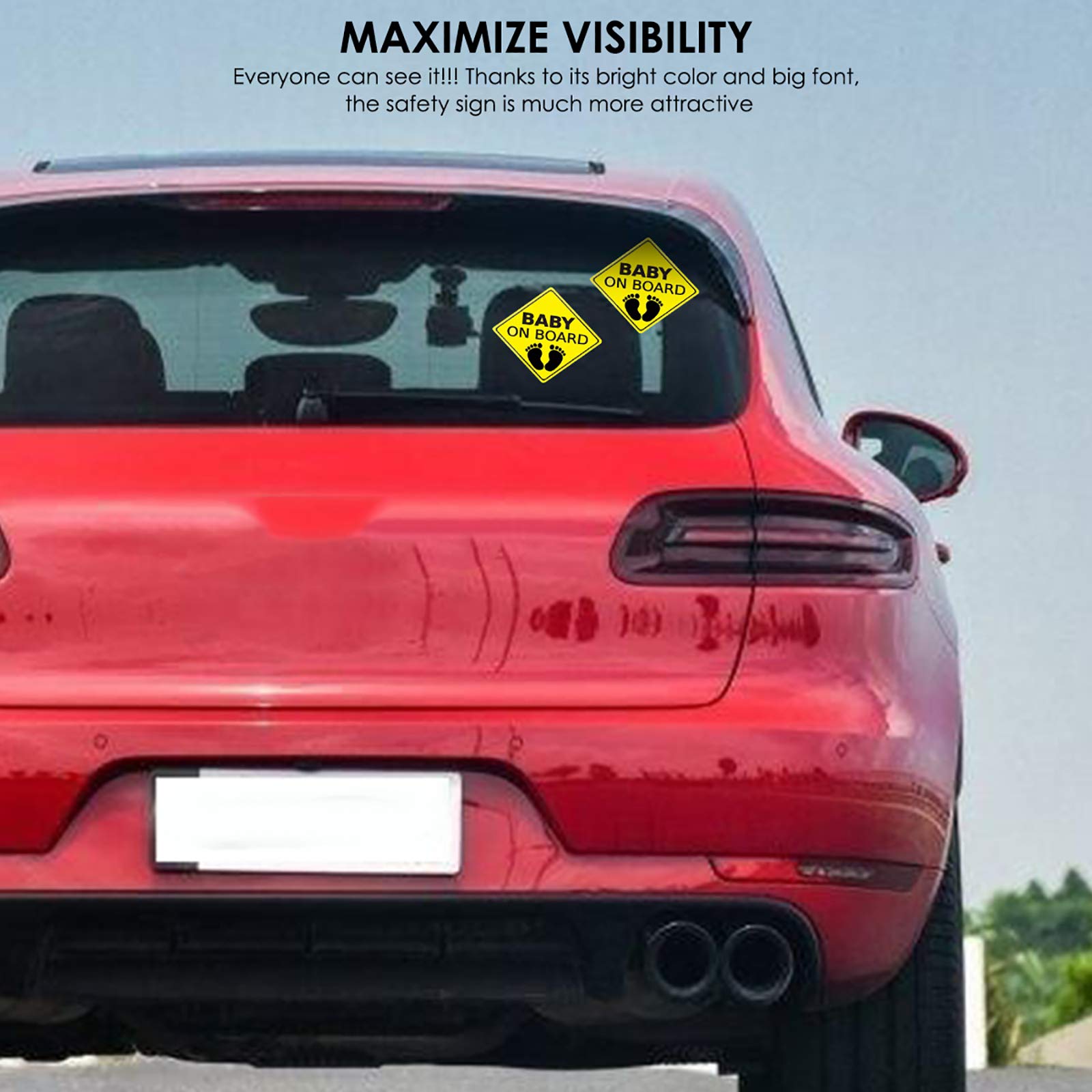 Baby ON Board Sticker Car Decals Safety Signs Self-Adhesive Easy to Install Waterproof 2pcs (Style B)