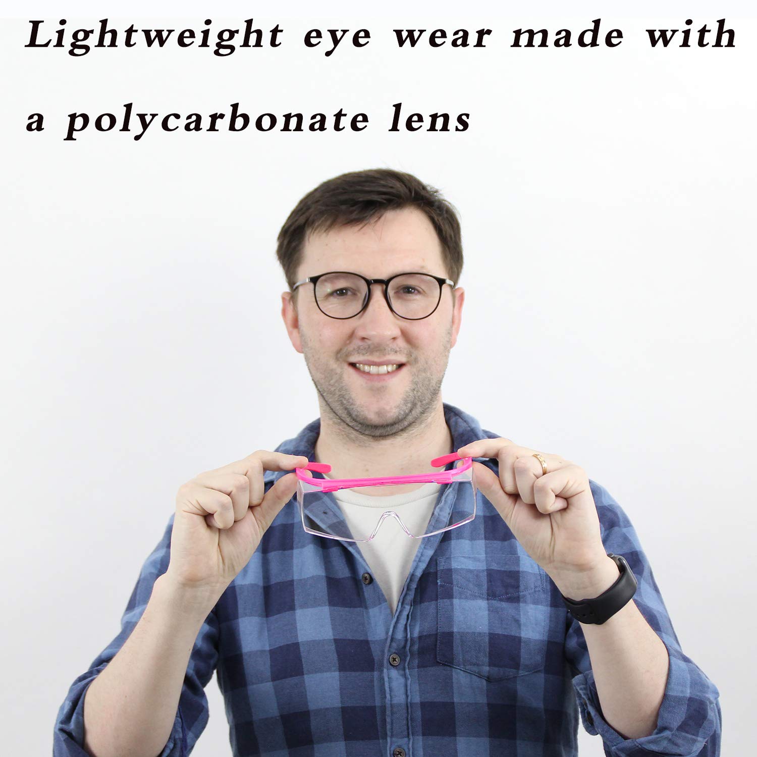 BHTOP Safety GlassesClear Anti-Fog Goggles Over-Spec Glasses Protective Eye Wear Industrial Approved Wide-Vision