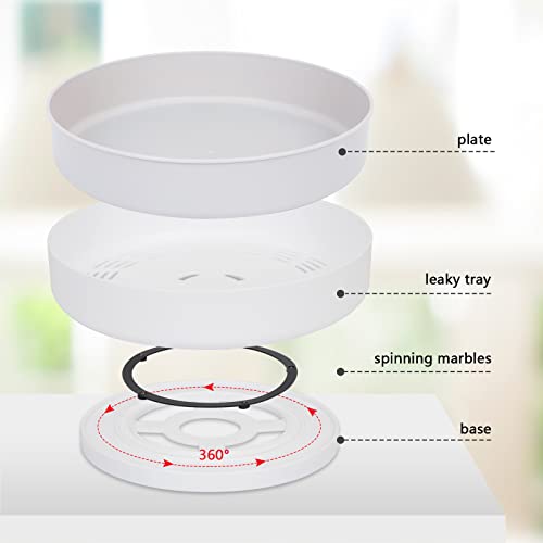 FYY Lazy Susan Organizer, 10.4 inch Turntable Cabinet Organizer Rotating Spice Rack Kitchen Storage Cosmetic Makeup Organizers for Cabinet Kitchen Pantry Refrigerator Countertop Organization White