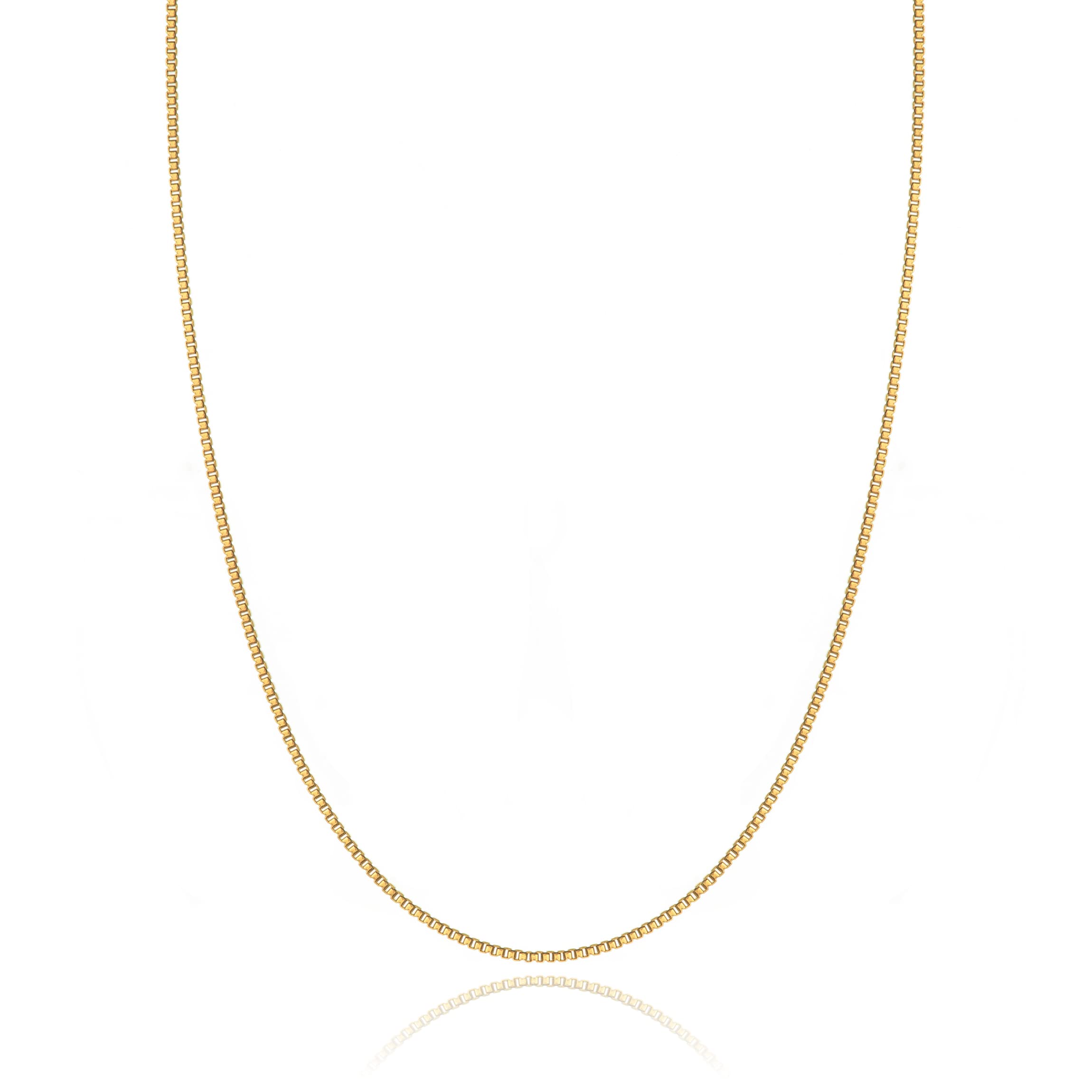 Ariana Lucci 14K Gold Filled Italian-Made Box Chain Necklace for Women and Men, Thin 0.8mm Non Tarnish, Timeless Classic Box Chain Pattern, 18"