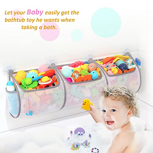 Ligereza Bathtub Toy Holder,Prevent Spots,Bath Toy Storage Bath Toys for Kids Ages 4-8 30“x8.7”Mesh Bath Toy Holder,let Baby Bath Toys Quick Drying…