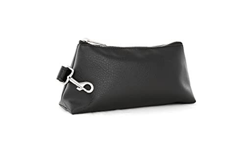 KEYPER 2-Piece Luxe Wristlet Set (IT Bag and a Key Ring Bracelet) PU Vegan Leather Classic Clutch Luxury Purse (Black Silver)