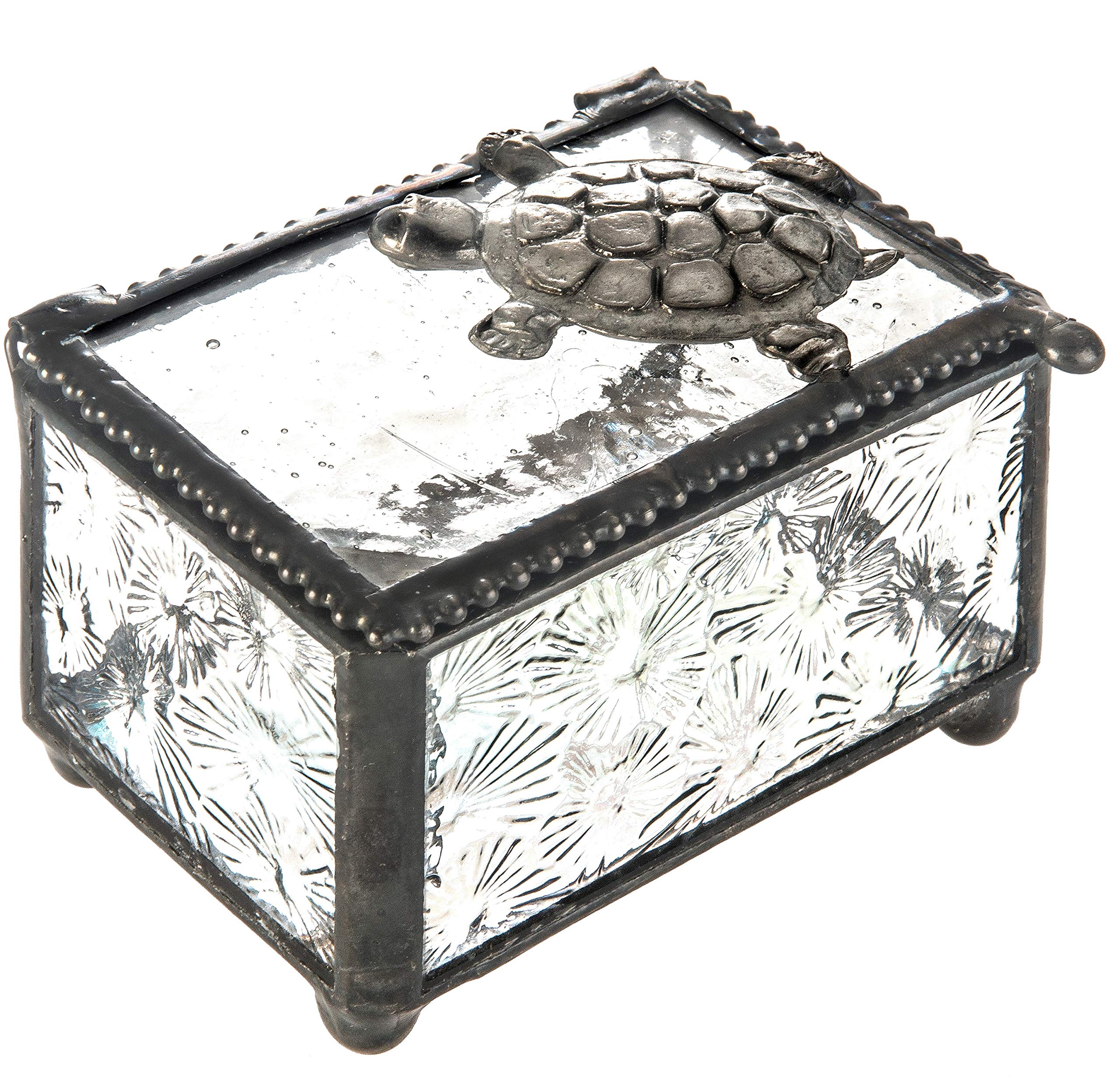 J Devlin Sea Turtle Trinket Glass Jewelry Box 331