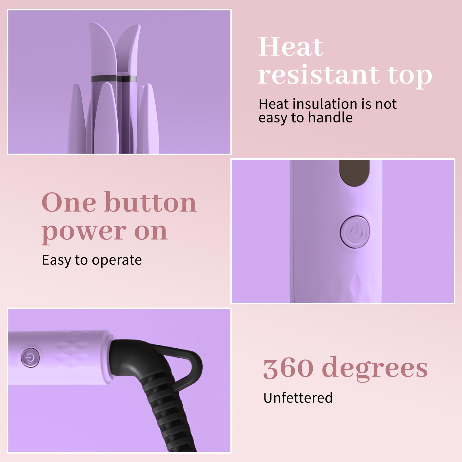 Automatic Curling Iron Rotating Curling Iron 4 Temperature Adjustable and Two-Way Button Automatic Curling Time Reminder Anti-Iron Housing (Beige Rotating Curling Iron)