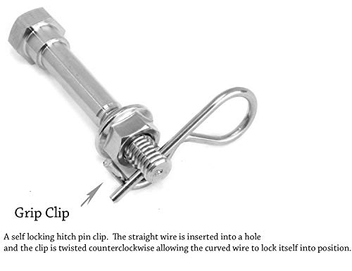 LFPartS 100% Stainless Steel Hitch Anti-Rattle No Wobble Pin Bolt Keeper Grip Clip Kit Fits 2" Receiver