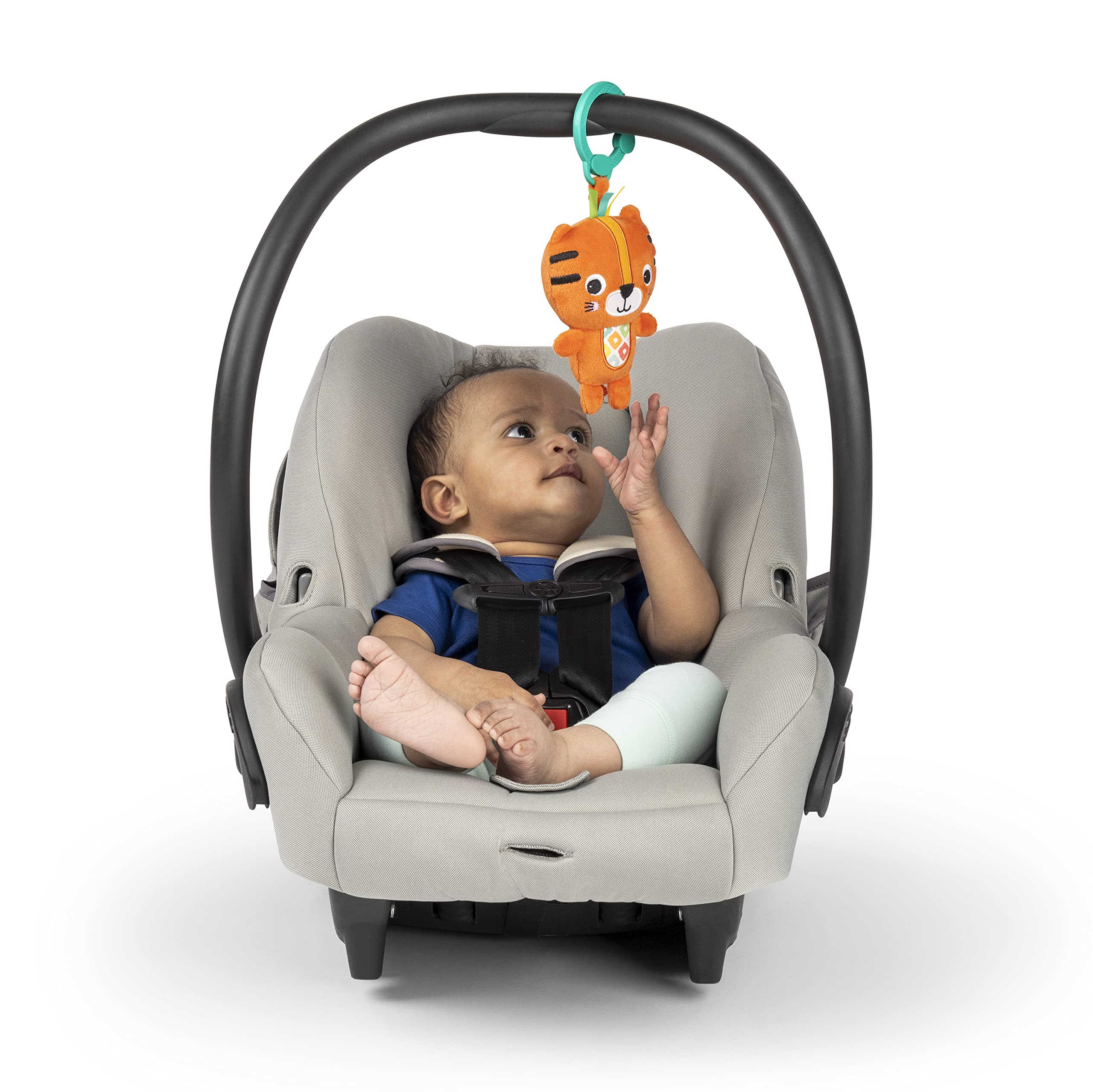 Bright Starts Jingle Joy Reach & Rattle Toy for Stroller - Tiger with Chime Sounds - Unisex, Newborn +