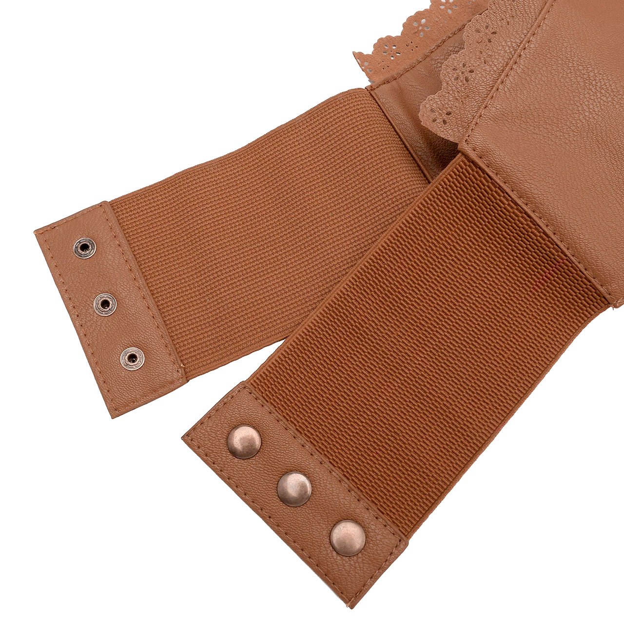 Ayliss Womens Elastic Wide Band Lace-Up Corset Cinch Belt with Press Button, Fit waist 24.8"-32.7", Brown