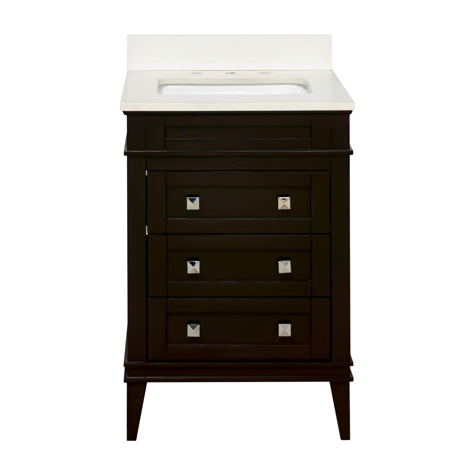 Eleanor 24-inch Bathroom Vanity (Quartz/Chocolate): Includes Chocolate Cabinet with Stunning Quartz Countertop and White Ceramic Sink