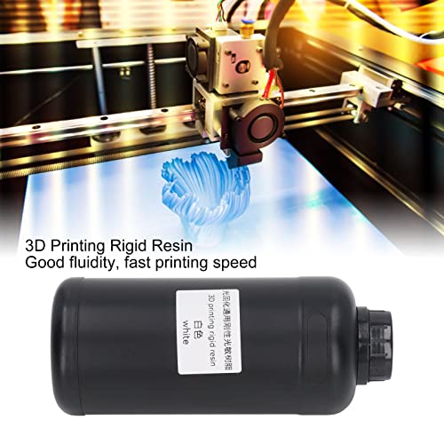 Curing Rigid Resin, Fast Speed High Accuracy 1000ml Good Fluidity Stretch Resistant 3D Printer Resin with Less Odor for Industrial Parts(White)