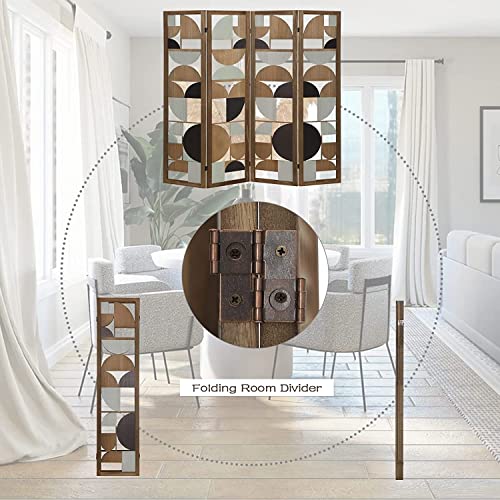 ECOMEX 4 Panel Room Divider,Freestanding Folding Room Divider Screen, Cutout Room Divider Wall, Room Dividers and Room Partition for Home Office(Classic Color)