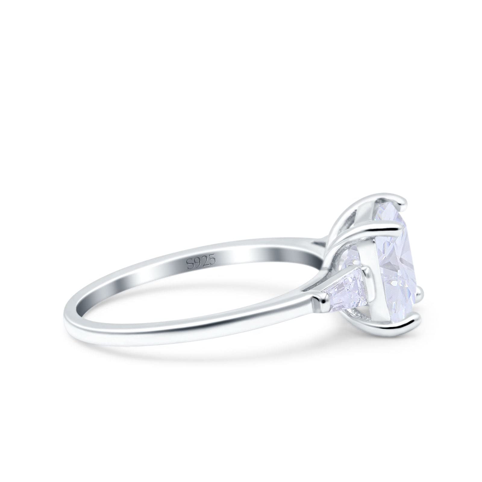 Blue Apple Co. Simulated Cubic Zirconia Size-6 Asscher Cut Art Deco Wedding Engagement Ring Bridal Baguette CZ 925 Sterling Silver