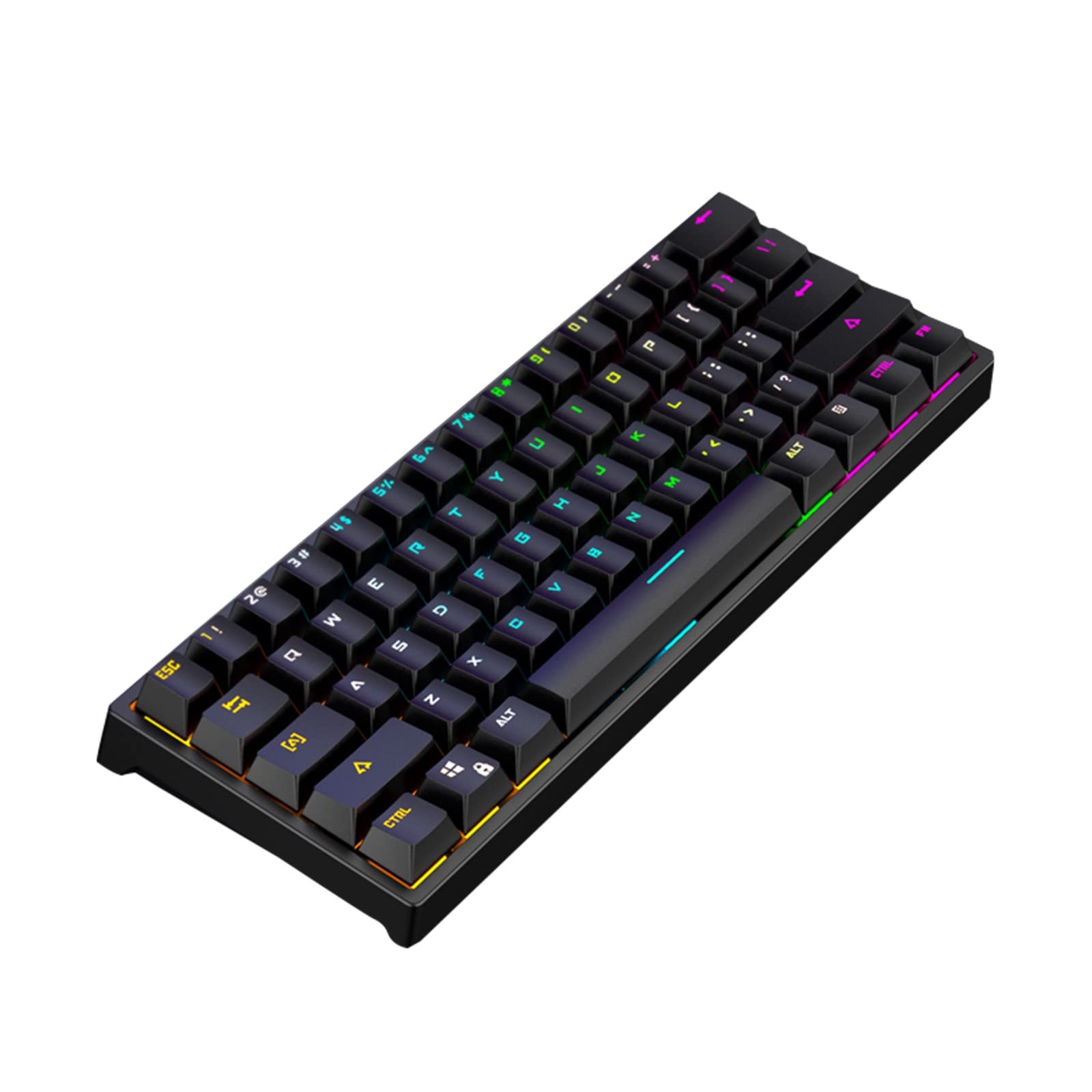 Charella #GG1515 Wired 60% Mechanical Gaming Keyboard RGB Backlit Compact 61 Keys Mini Keyboard with Blue ES for Windows Pc