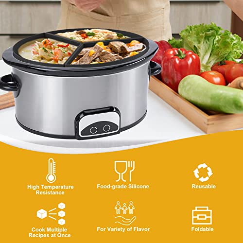 Slow Cooker Liners - Crock Pot Liners Silicone Insert Divider 3 IN 1, For 8 Quart Oval Slow Cookers, Reusable Silicone Slow Cooker Liner For Crock Pot Divider Insert, Dishwasher Safe BPA Free,8QT