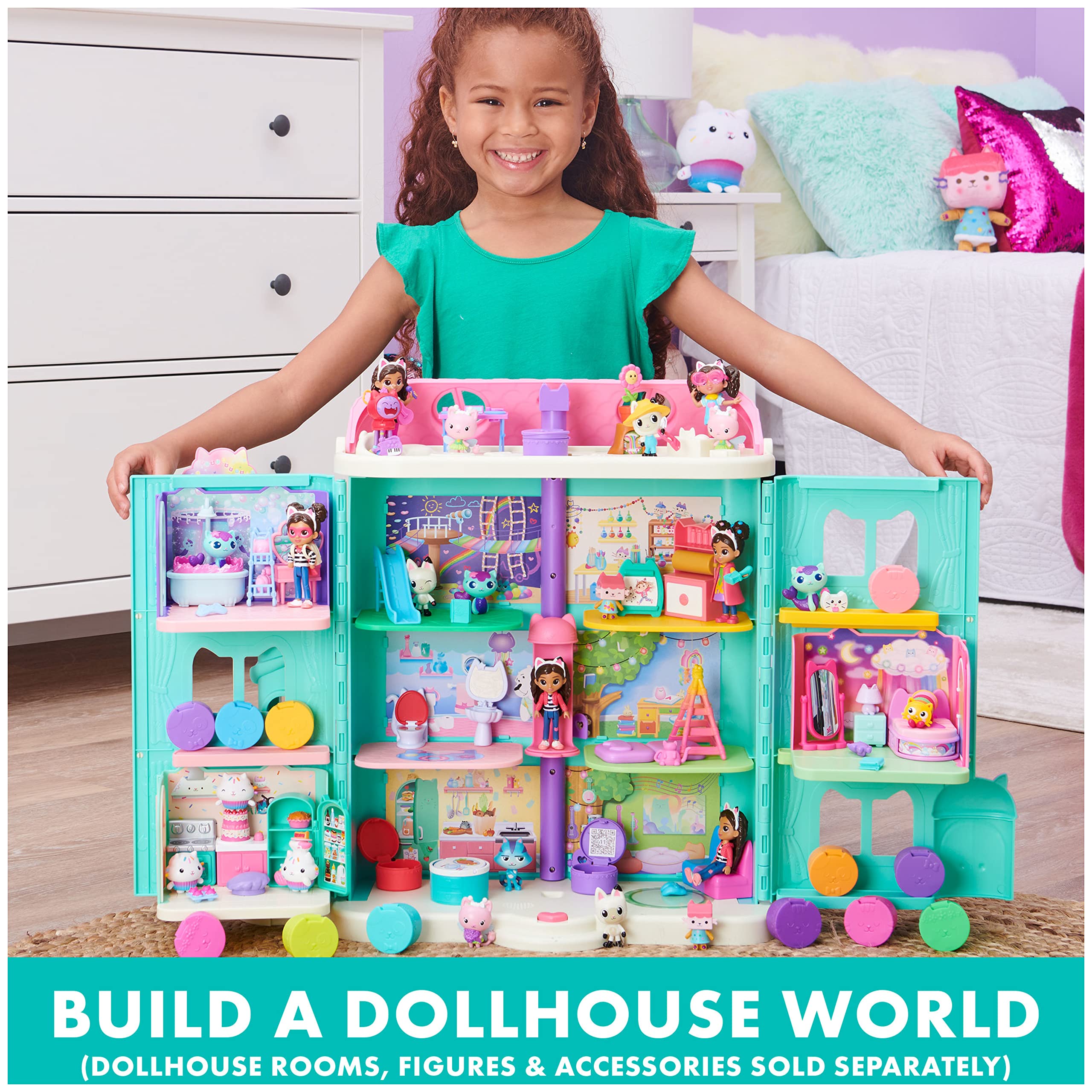 Gabby's Dollhouse, 8-inch Mercat Purr-ific Plush Toy, Kids Toys for Ages 3 and up
