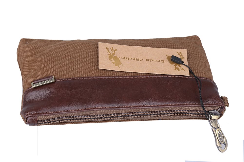 Genda 2Archer Canvas Wristlet Coin Purse Keys Bag Card Case Phone Bag (Khaki)
