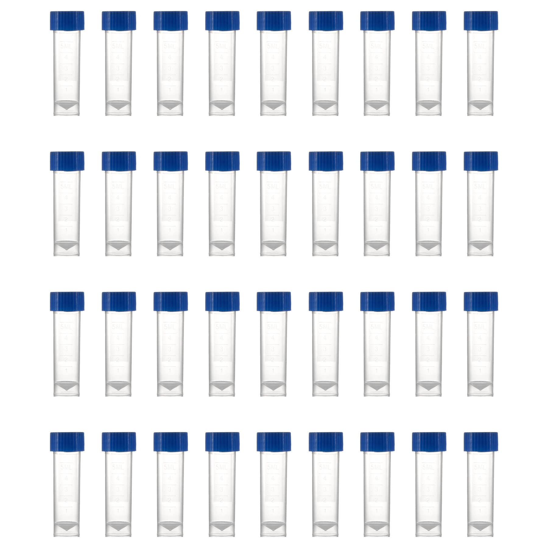 Eowpower 36Pcs 5ml Blue Cryo Tubes, Plastic Graduated Small Vials with Screw Caps Sample Tubes, with Silica Gel Gasket, DNAse/RNAse Free