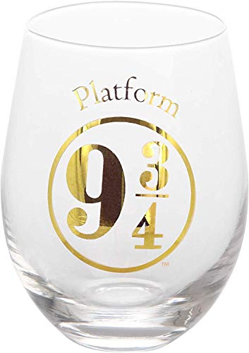 Harry Potter Stemless Wine Glasses, Set of 4 - Gold Harry Potter Symbols and Designs - Glass - 17 oz