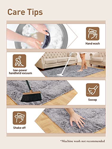 Medeunk 8x10 Area Rugs Solid Grey Super Soft Fluffy Upgrade Sponge Non-Slip No Shedding for Living Room Bedroom Girls/Boys Room Dorm Playroom Lounge Home Decor