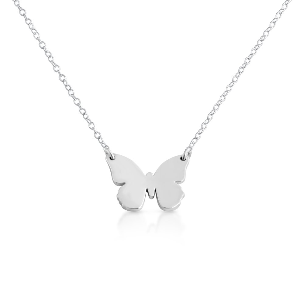 AZAGGI Sterling Silver Handcrafted Sweet Butterfly Silhouette Pendant Necklace (22)